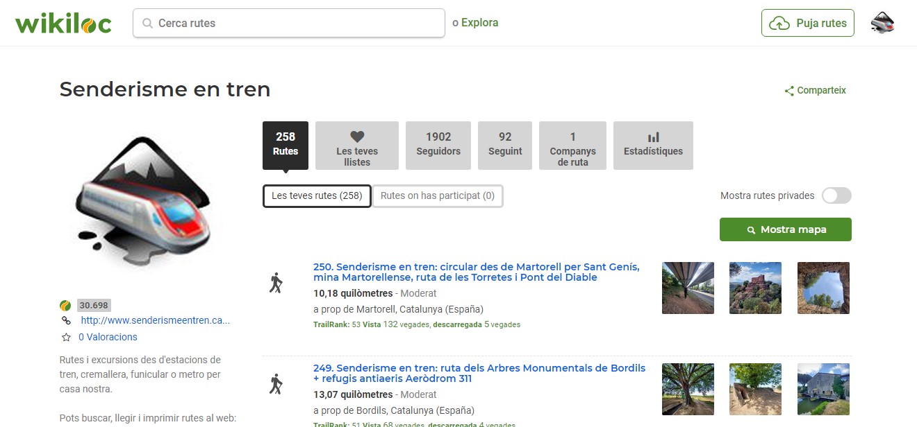 MAPA DE RUTES: excursions estació a estació – SENDERISME EN TREN